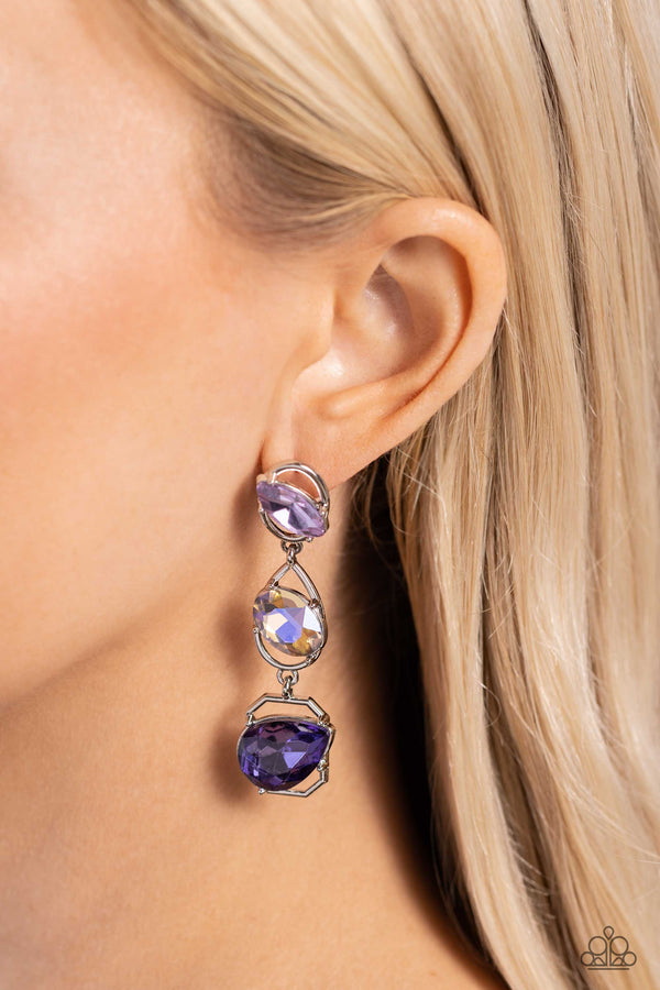 Paparazzi Dimensional Dance Purple Earrings | CarasShop