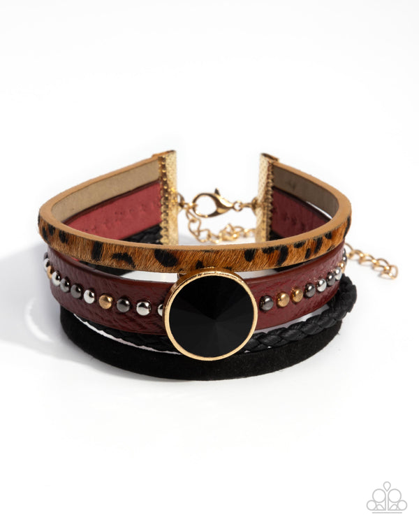 Paparazzi Fair LEATHER Red & Black Bracelet | CarasShop