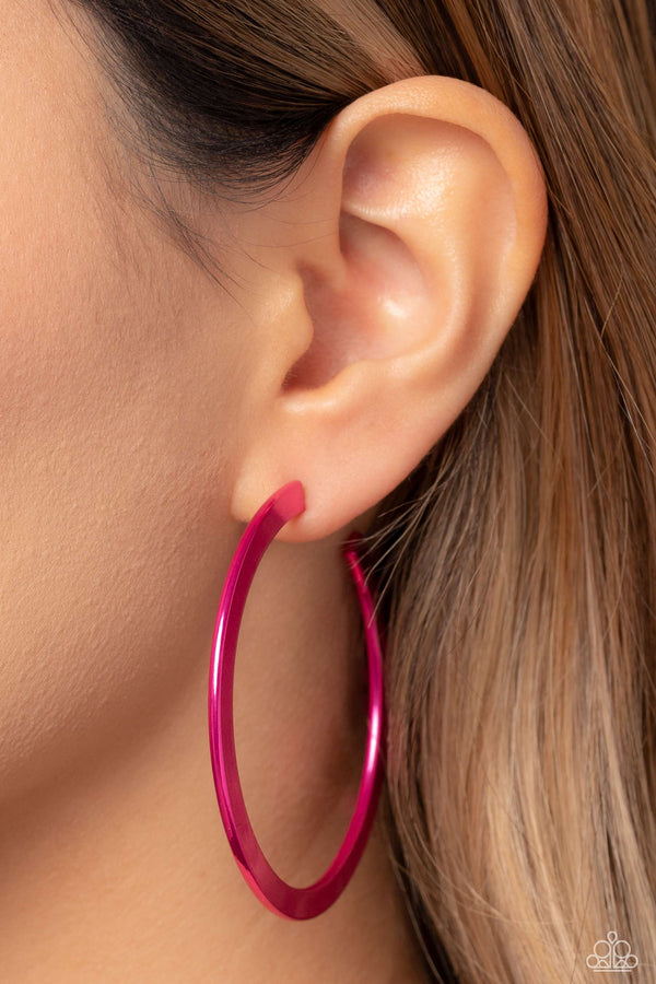 Paparazzi Pop HOOP Pink Hoop Earrings | CarasShop