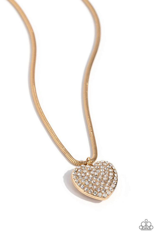 Paparazzi Sequined Sweetheart Gold Necklace | CarasShop