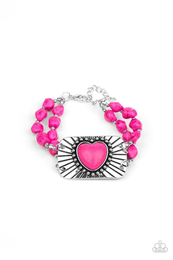 Paparazzi Sandstone Sweetheart Pink Bracelet | CarasShop