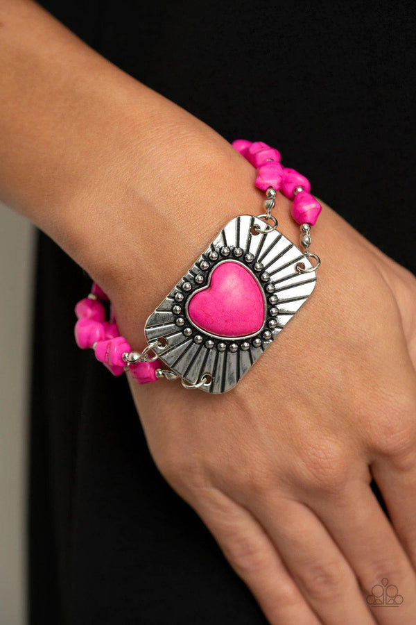 Paparazzi Sandstone Sweetheart Pink Bracelet | CarasShop